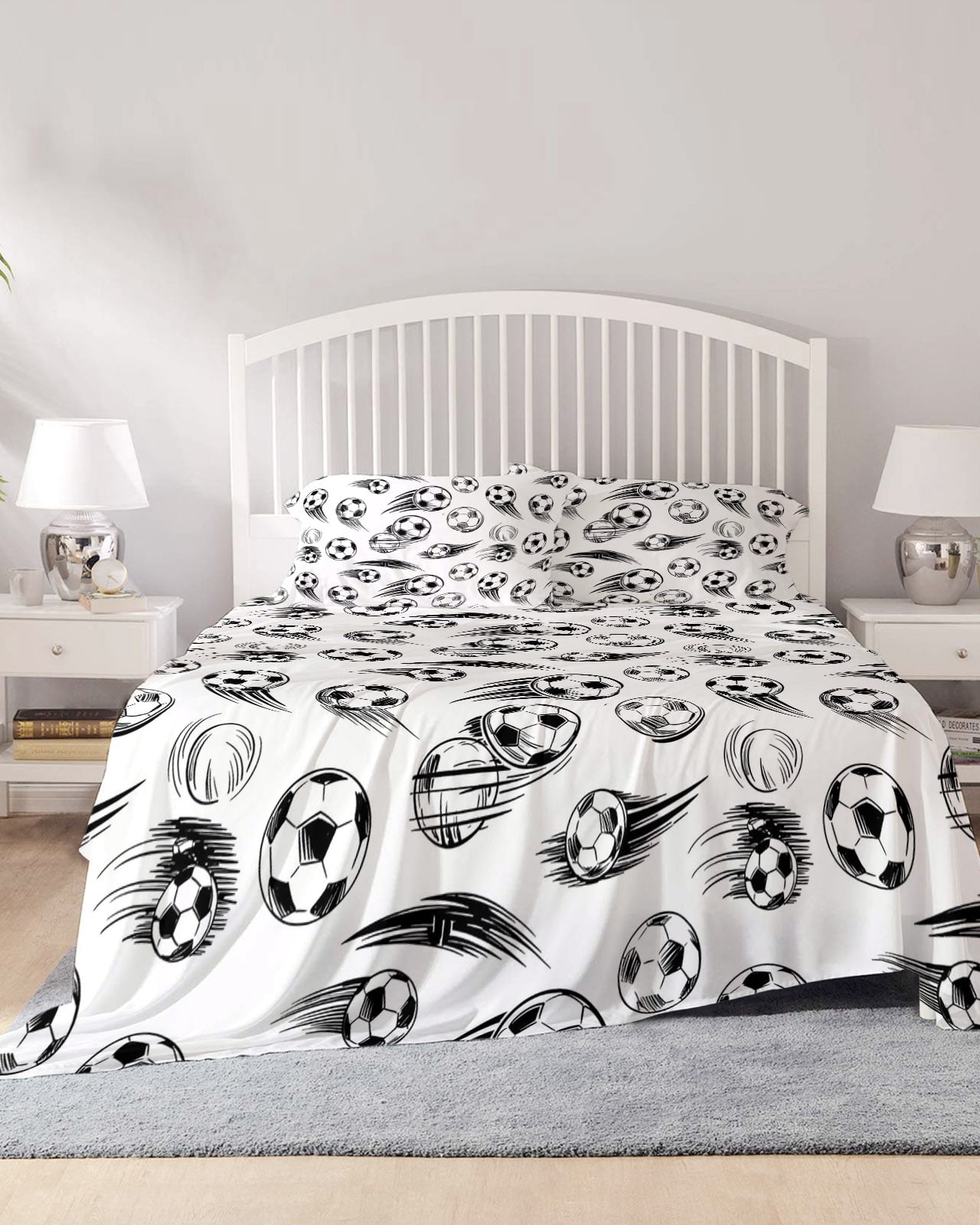 4 Piece Full Sheet Set Football Sheets Set for Full Size Bed ...