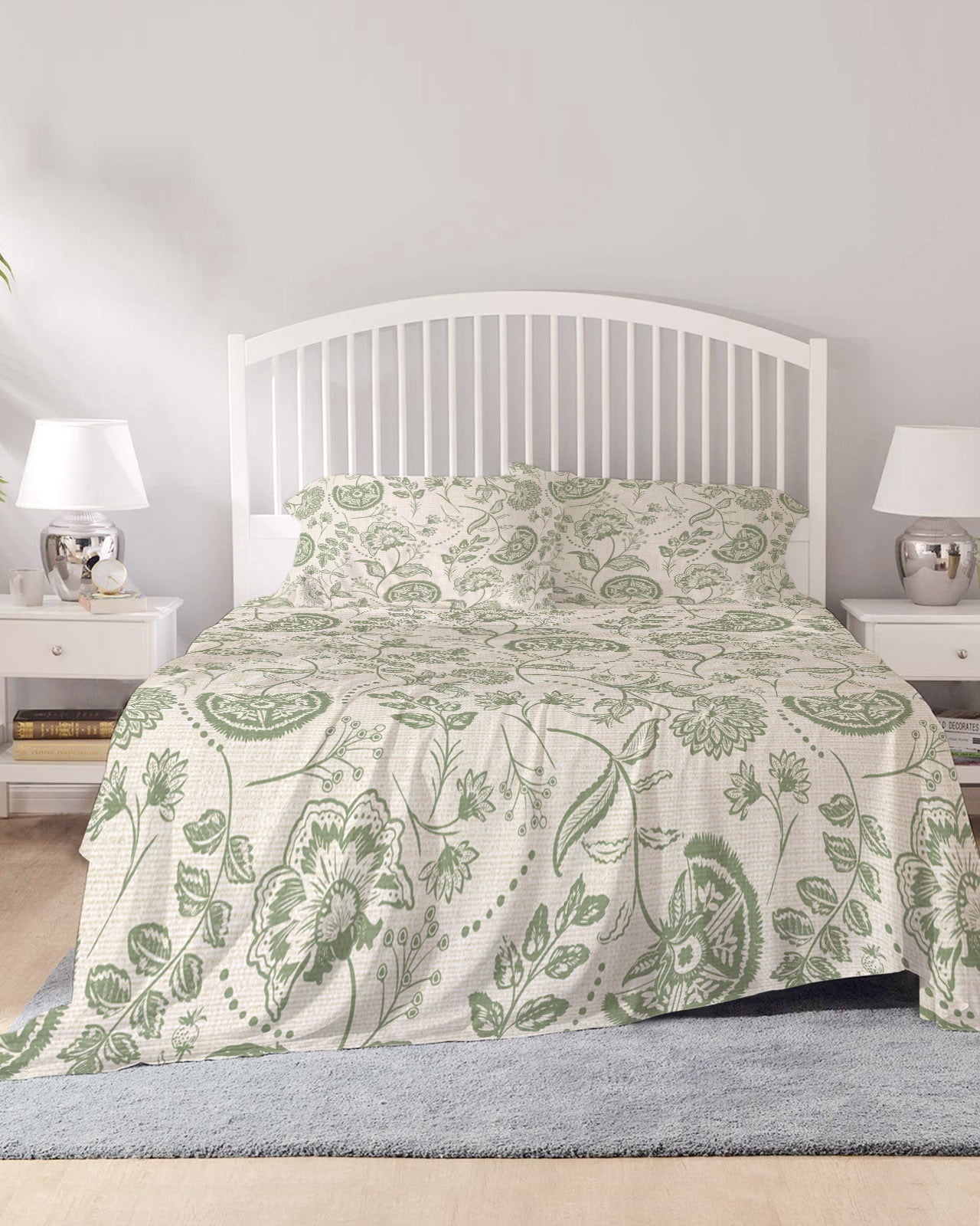 4 Piece Full Sheet Set Retro Spring Floral Sheets Set for Full Size Bed ...