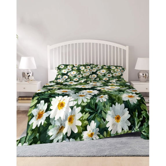 4 Piece Full Sheet Set Spring Daisy Sheets Set for Full Size Bed ...