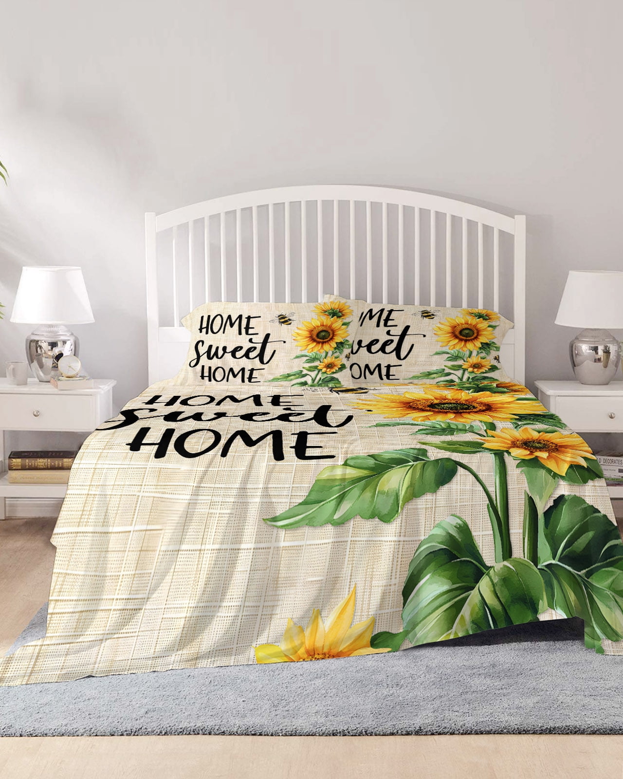 4 Piece Full Sheet Set Spring Sunflowers Sheets Set for Full Size Bed ...