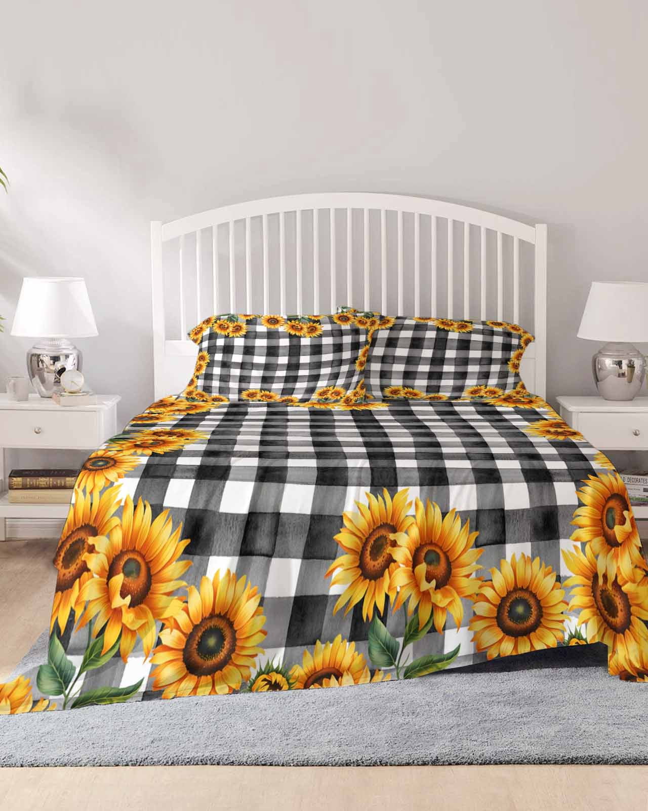 4 Piece Full Sheet Set Sunflowers Sheets Set for Full Size Bed ...