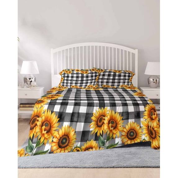 4 Piece Full Sheet Set Sunflowers Sheets Set for Full Size Bed ...