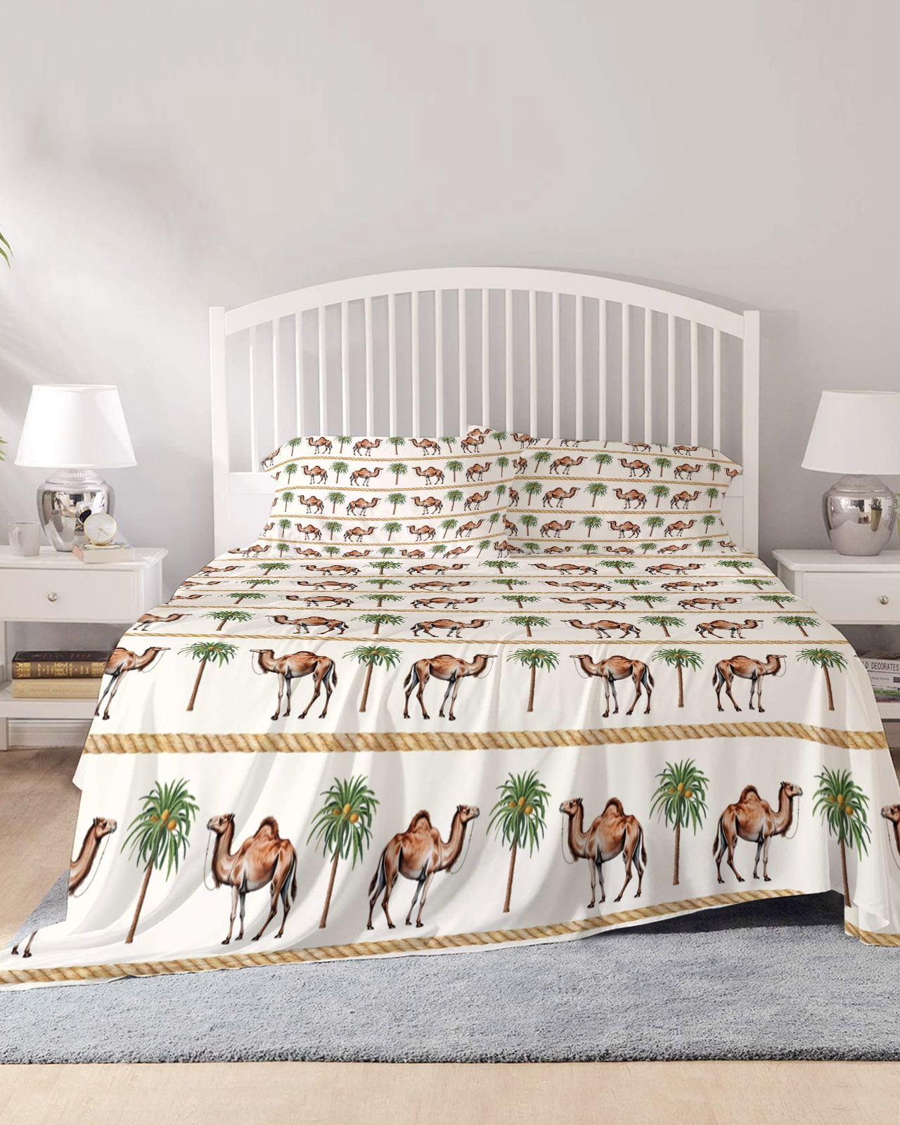 4 Piece Full Sheet Set Tropical Plants Sheets Set for Full Size Bed ...