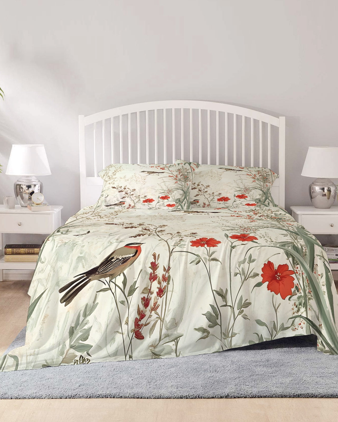 4 Piece Full Sheet Set Vintage Botanical Sheets Set for Full Size Bed ...