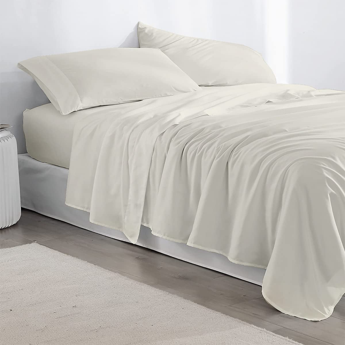 4 Piece Full-XL Size Sheet Set - 100% Cotton 400 Thread Count Sheet Set ...