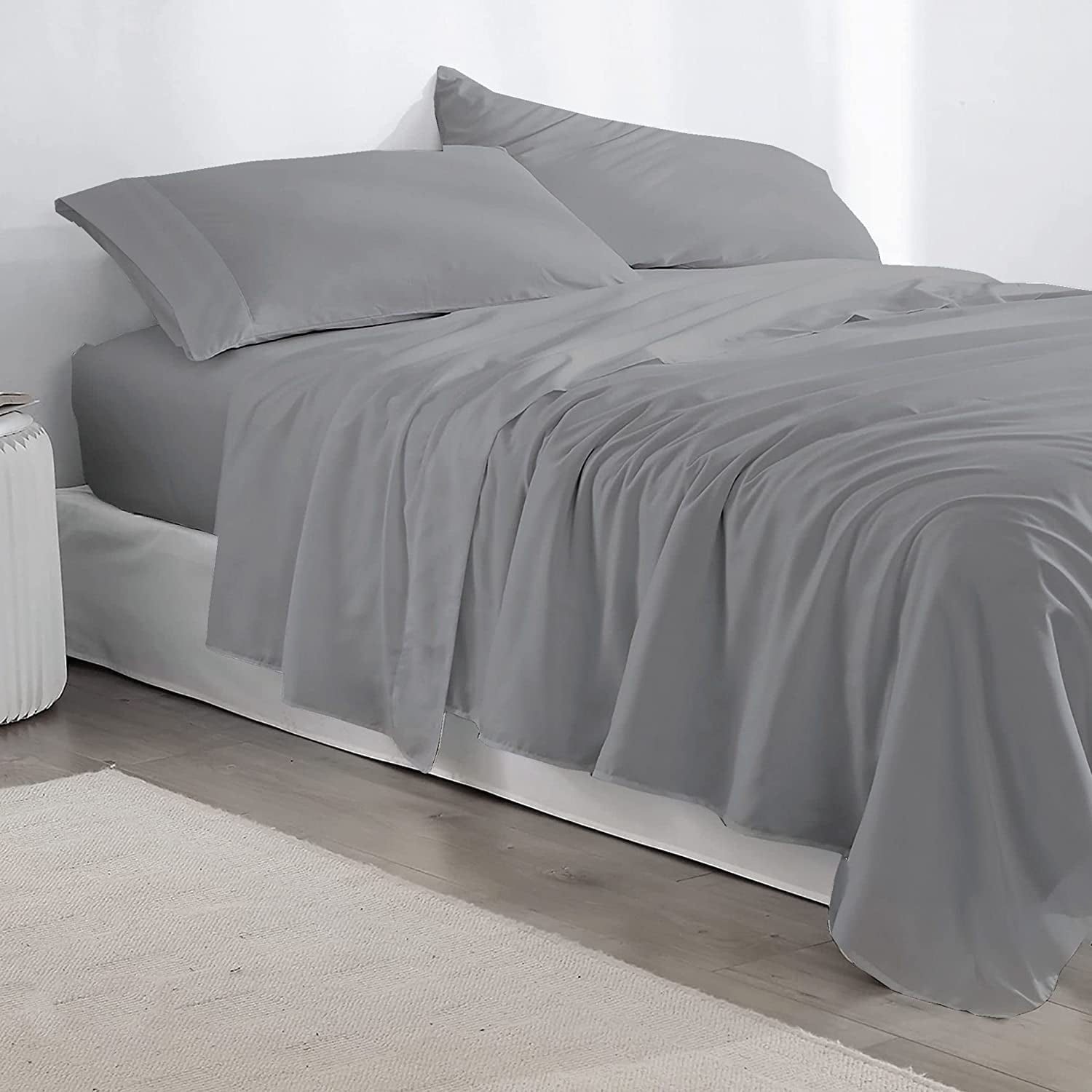 4 Piece Full-XL Size Sheet Set - 100% Cotton 400 Thread Count Sheet Set ...