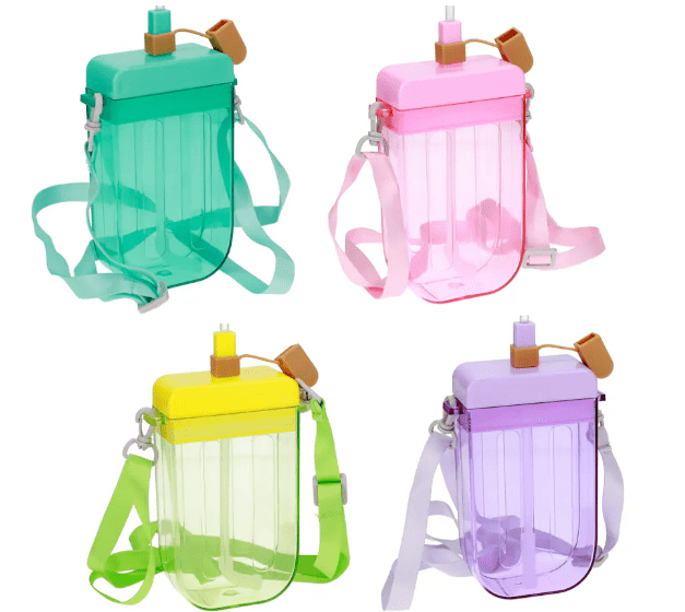 4-Piece Fun Summer Kids Juice Water Cup Bottle Canteen with Straws ...