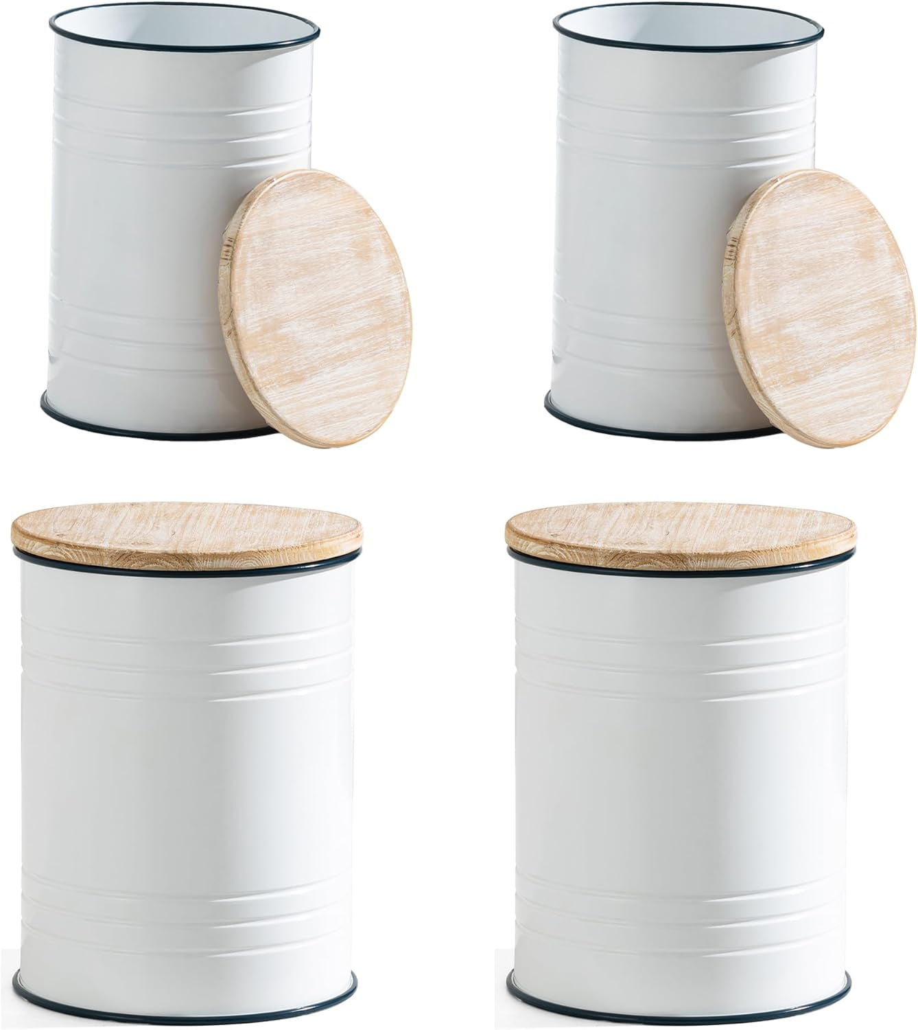 4-Piece Galvanized Side Table Set, Metal Farmhouse Barrel Toy Box Bins ...