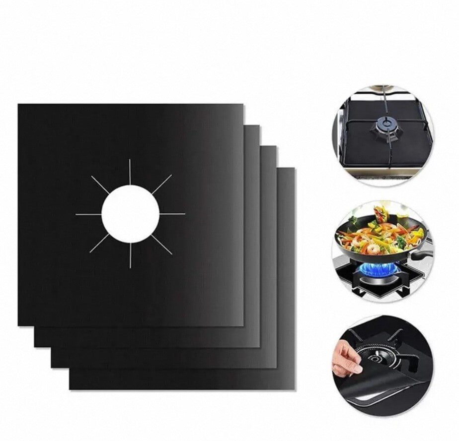 4 Piece Gas Stove Protector Cooker Lid Liner Cleaning Pad For Kitchen ...