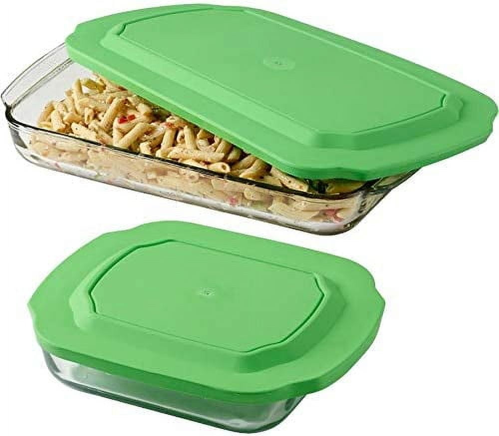4 Piece Glass Baking Dish Set with Green Lids - Walmart.com