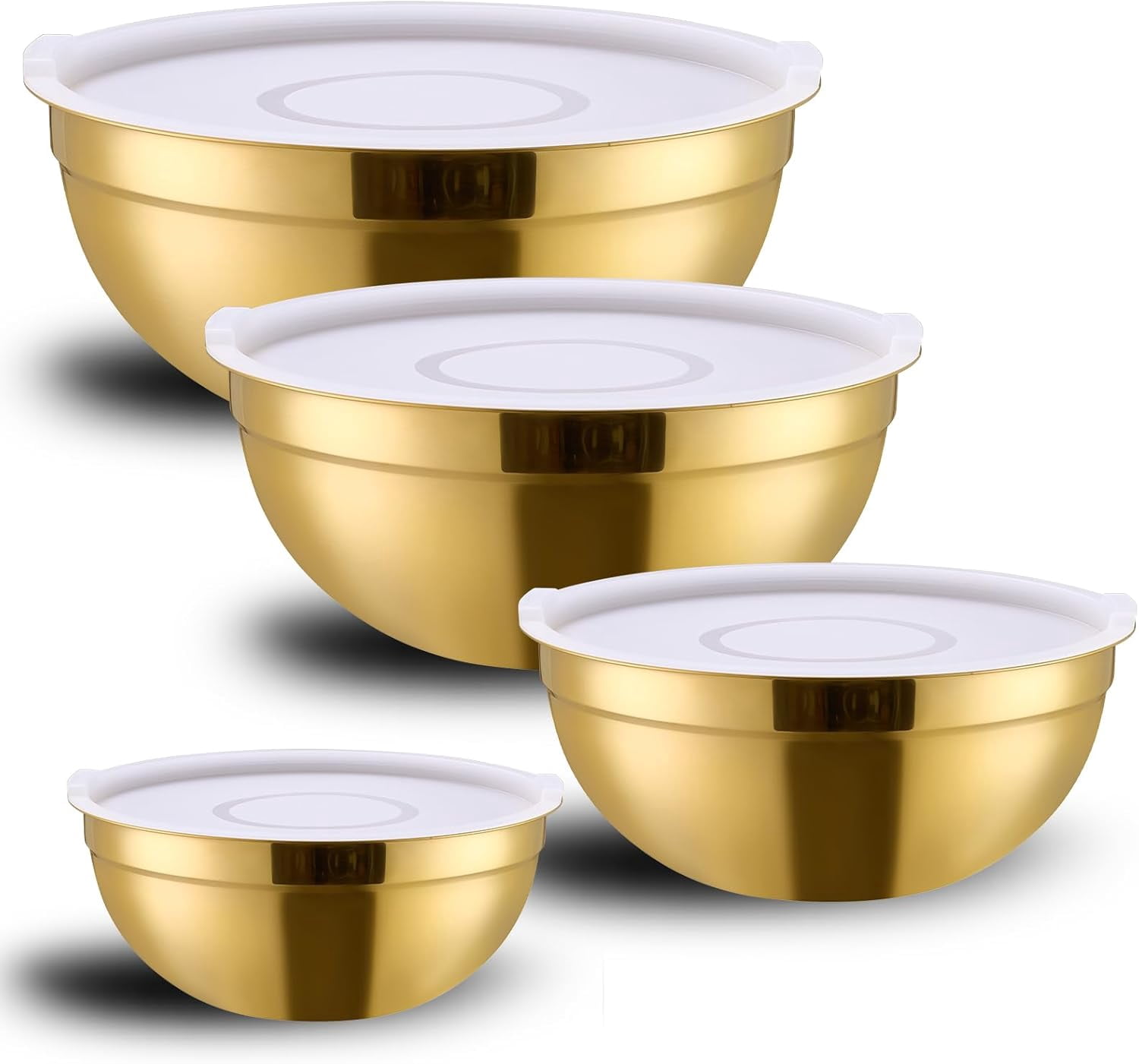 4-Piece Gold Stainless Steel Mixing, Cereal, Dessert, Rice, Fruit ...