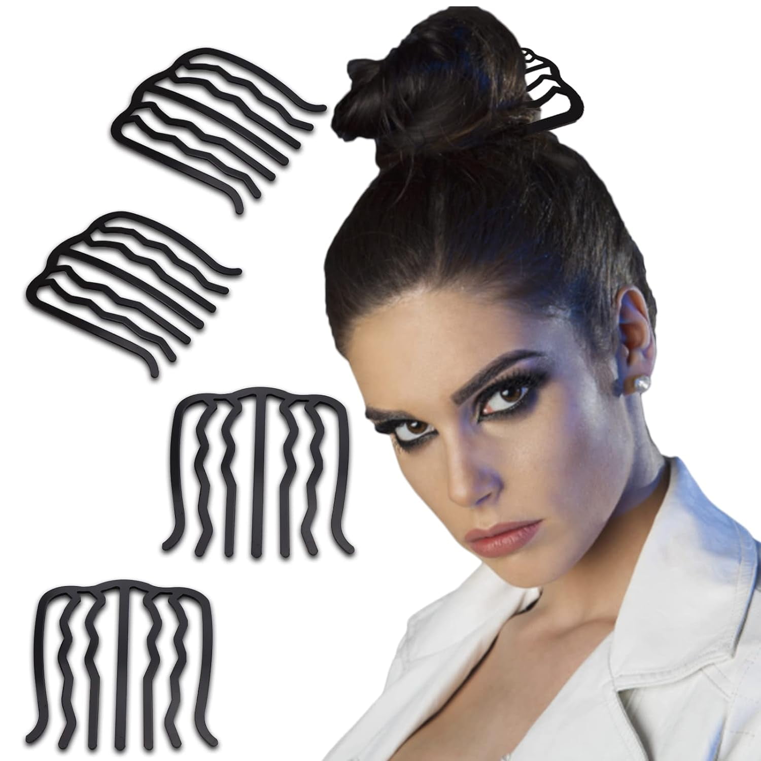 4 Piece Hair Side Combs Hair Fork Clip Teeth Hair Pin Stick for Updo ...
