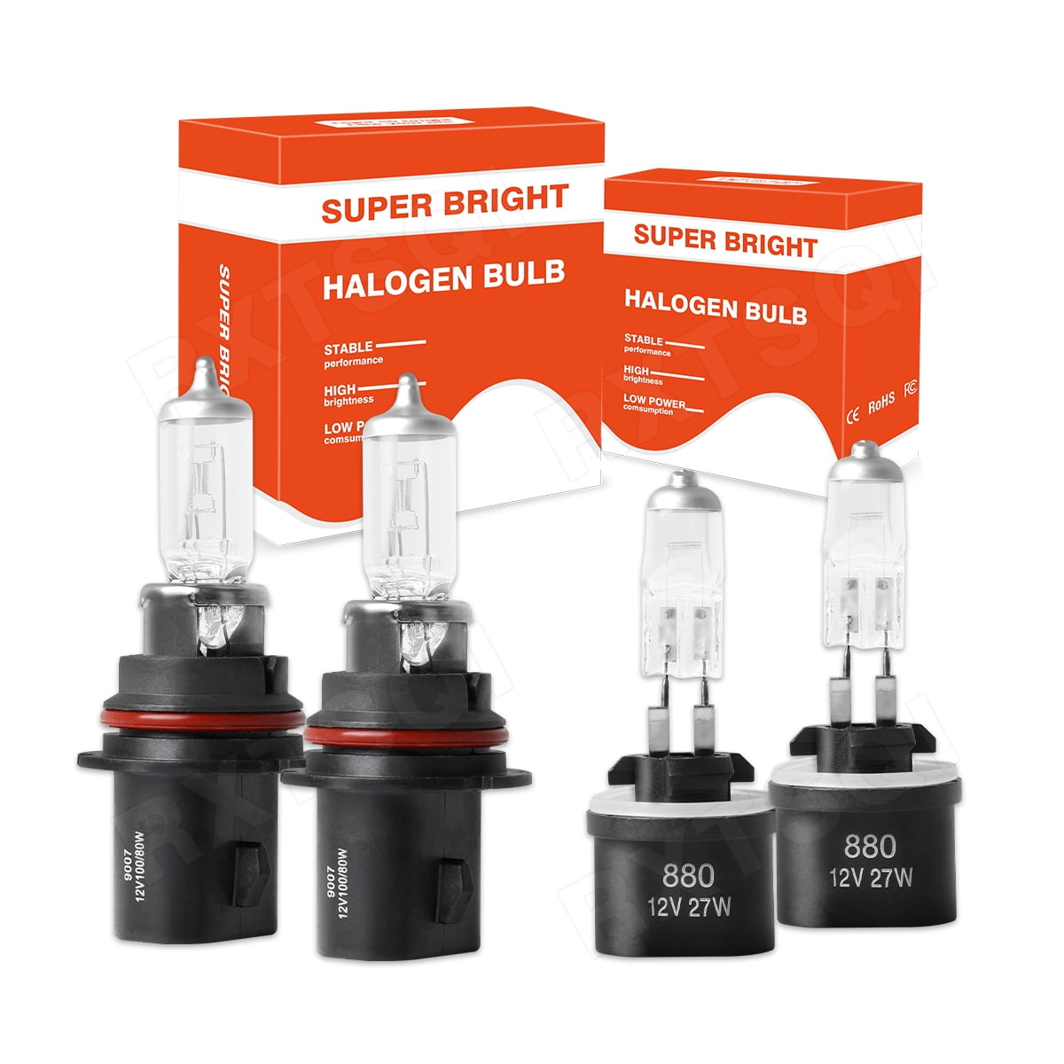 4 Piece Halogen Bulbs Kit 9007 Halogen Headlight Bulbs Hi/Lo Beam 880 ...