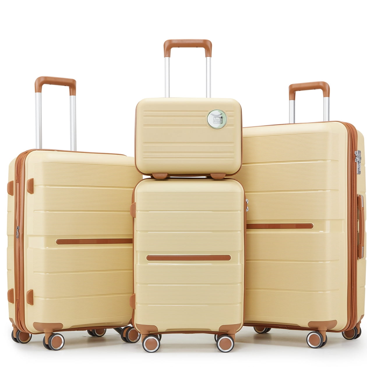 4 Piece Hardside Luggage Set with TSA Lock, Expandable PP Suitcase 14 ...