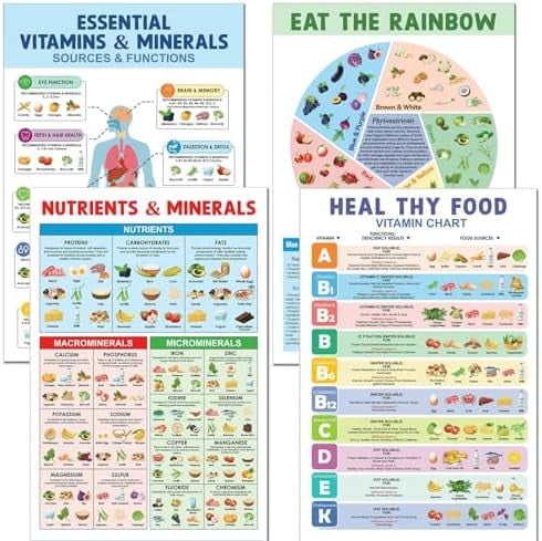 4 Piece Healthy Food Sheet 11“ X 17” Dietary Nutrition Checklist High ...