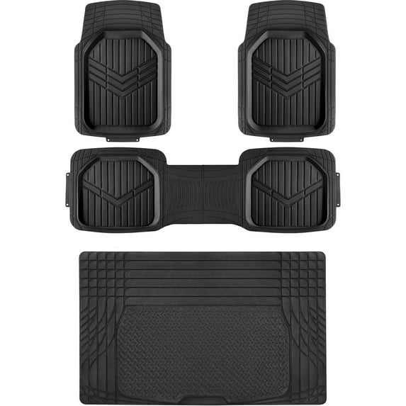 4-Piece Heavy Duty PVC Floor Mats with Cargo Liner and Rear, Waterproof ...