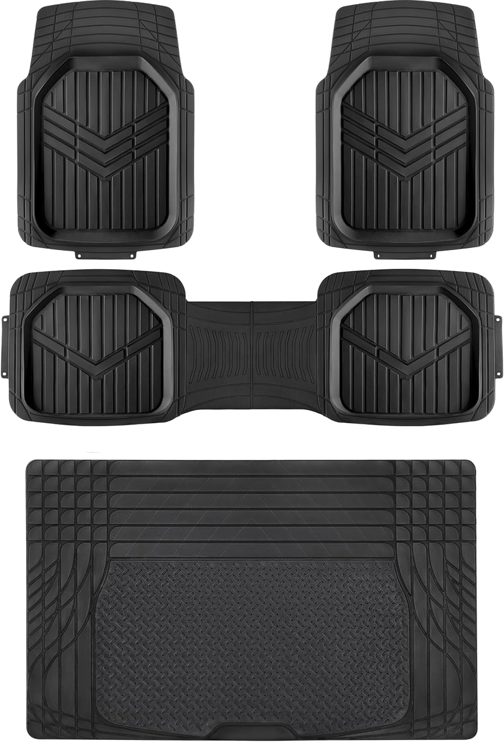 4-Piece Heavy Duty PVC Floor Mats with Cargo Liner and Rear, Waterproof ...