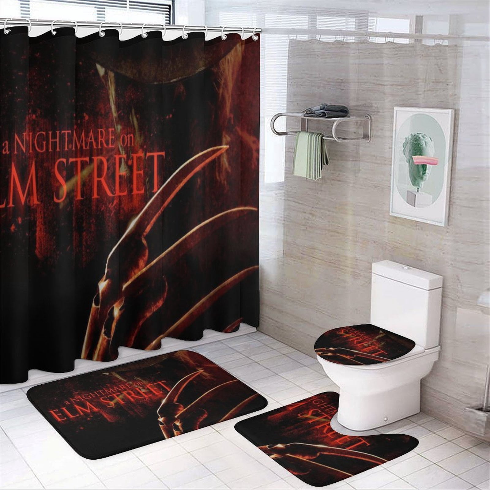 4 Piece Horror Freddy Movie Krue-Ge2 Shower Curtain Sets with Rugs ...