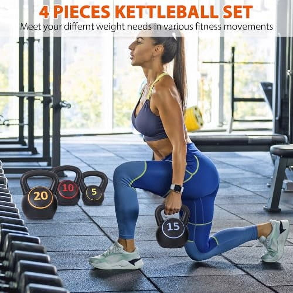 4-Piece Kettlebell Sets for Women Men Exercise,Home Gym Fitness ...