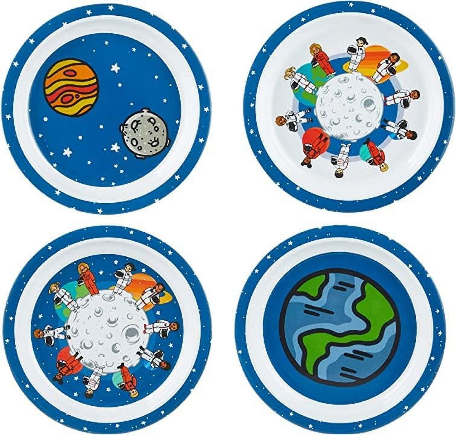 4 Piece Kid Space Themed Plate Set, 4 Plates With Different Designs ...