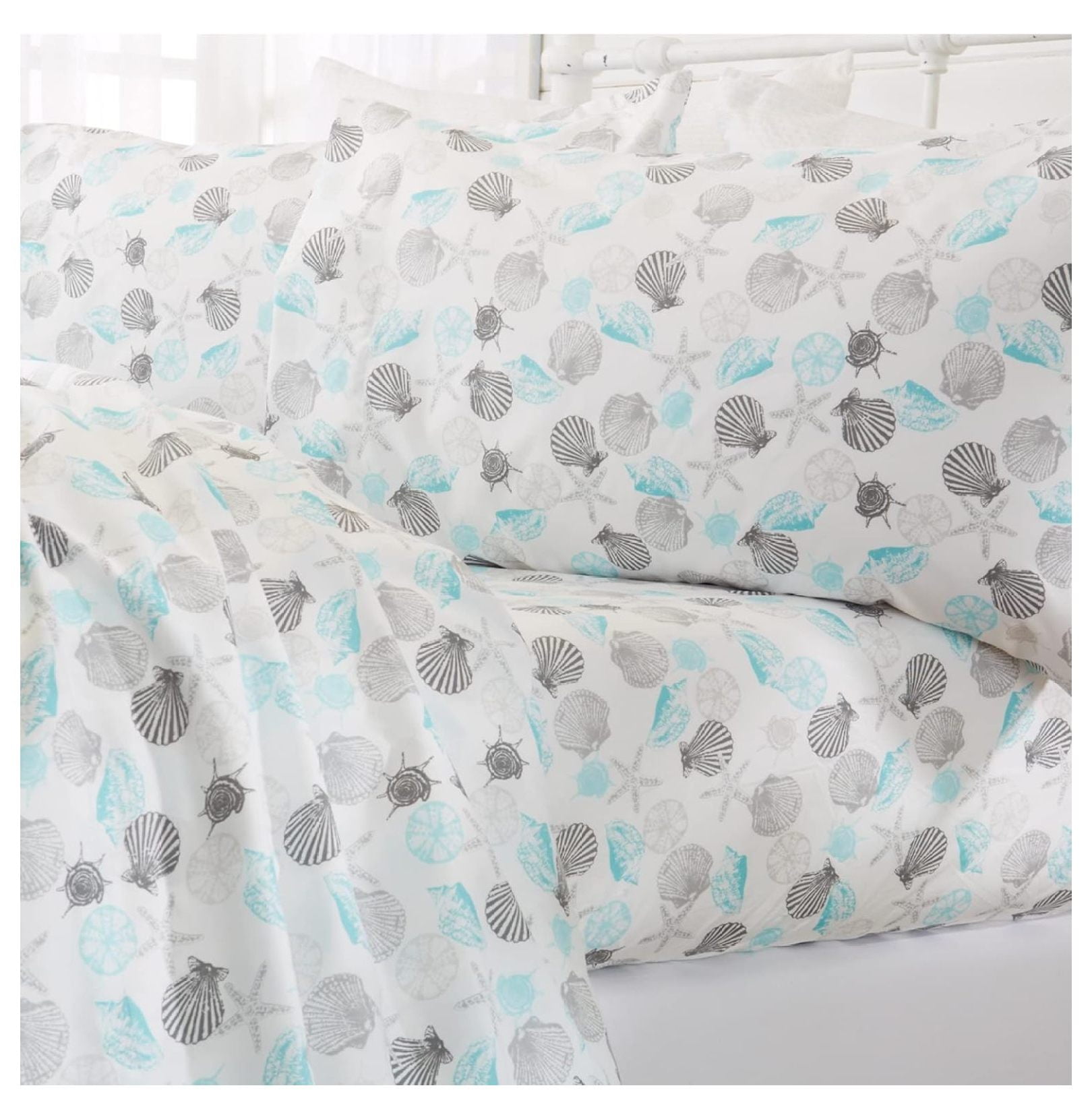 4-Piece King Coastal Microfiber Sheet Set | Nautical-Printed, Ultra ...