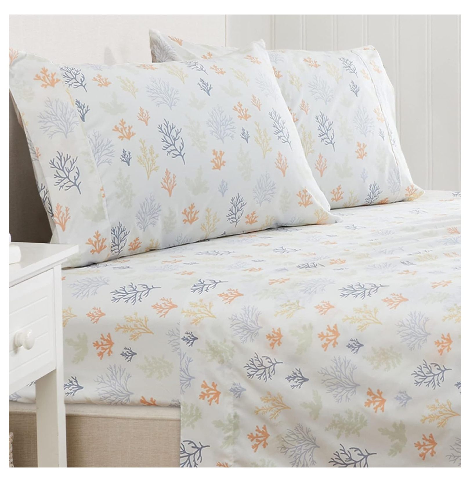 4-Piece King Coastal Microfiber Sheet Set | Nautical-Printed, Ultra ...