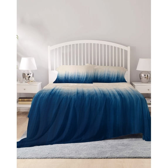 4 Piece King Sheet Set Blue Ombre Stripe Sheets Set for King Size Bed ...