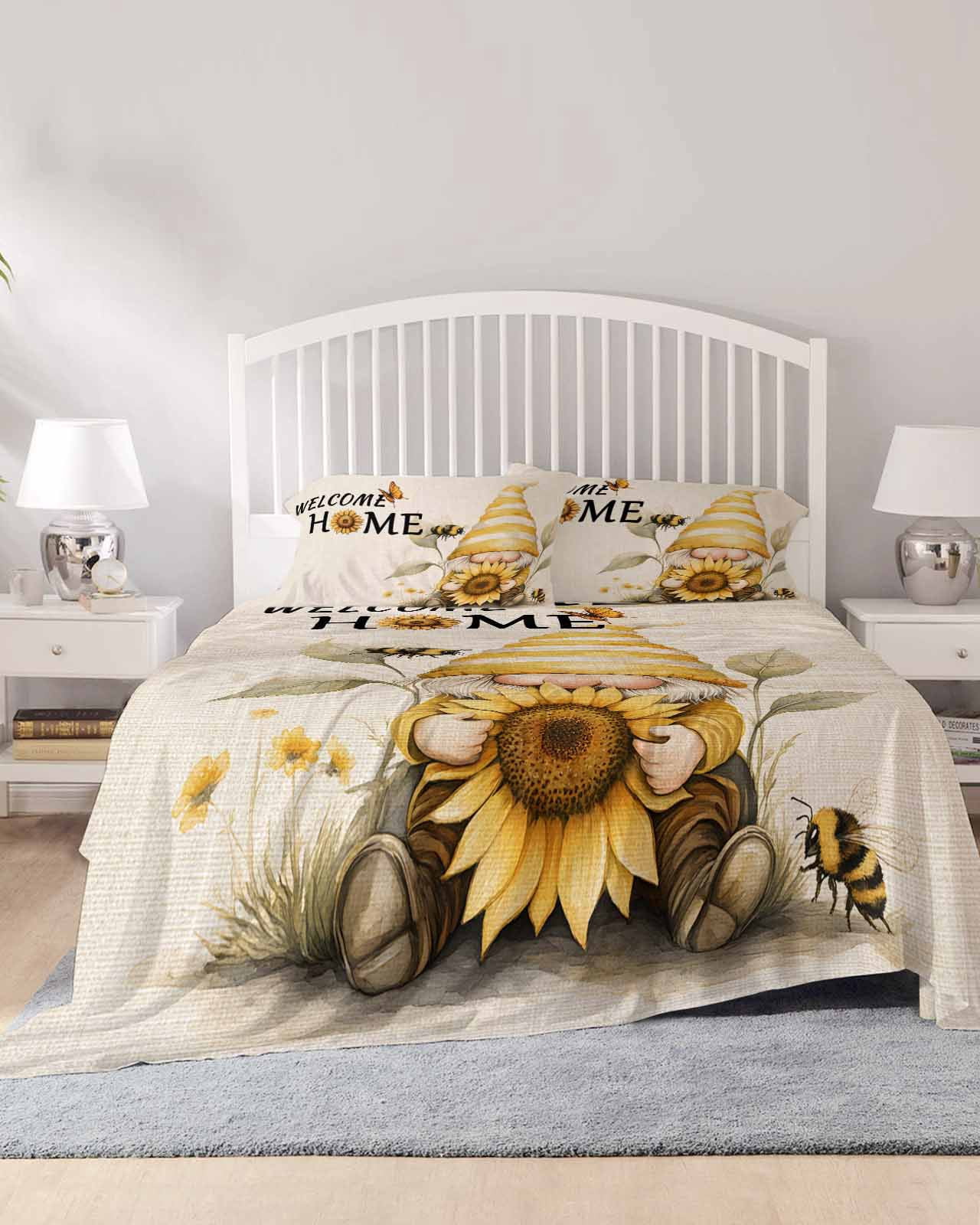 4 Piece King Sheet Set Yellow Sunflower Sheets Set for King Size Bed ...