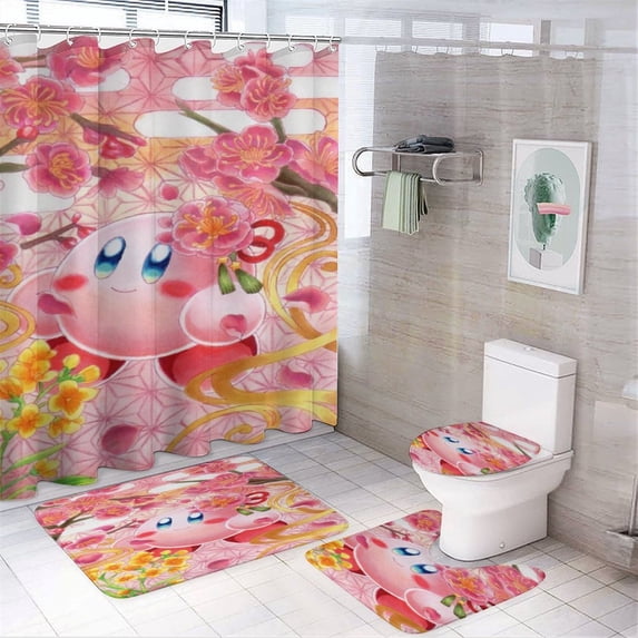 4 Piece Kir-,by0 Shower Curtain Sets with Rugs, Toilet Lid Cover, Bath ...
