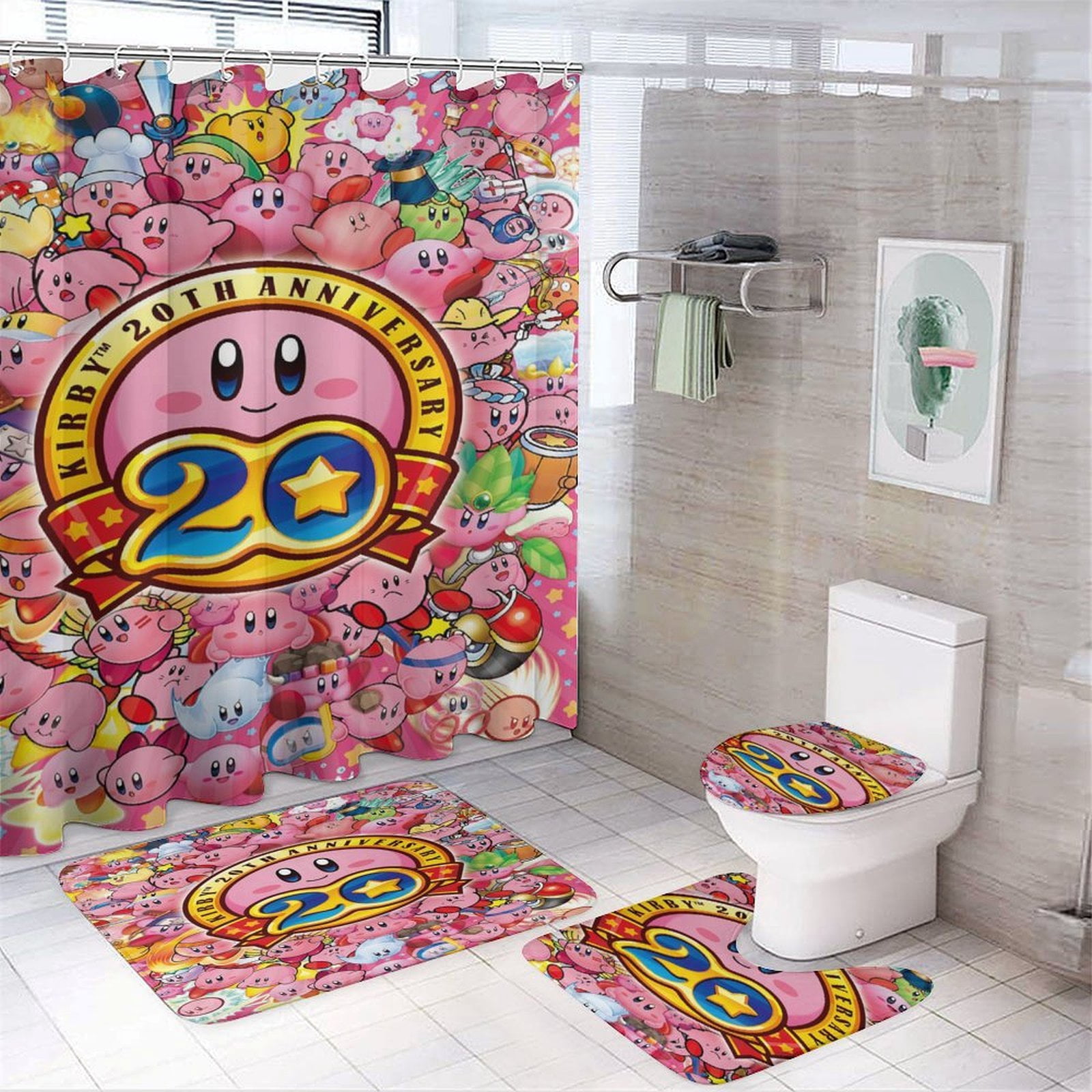 4 Piece Kir-,by0 Shower Curtain Sets with Rugs, Toilet Lid Cover, Bath ...