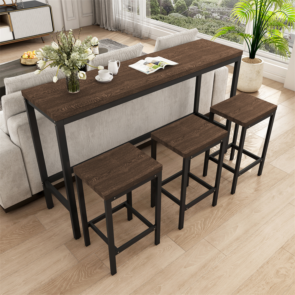 4 Piece Kitchen Dining Table, Counter Height Extra Long Dining Table ...