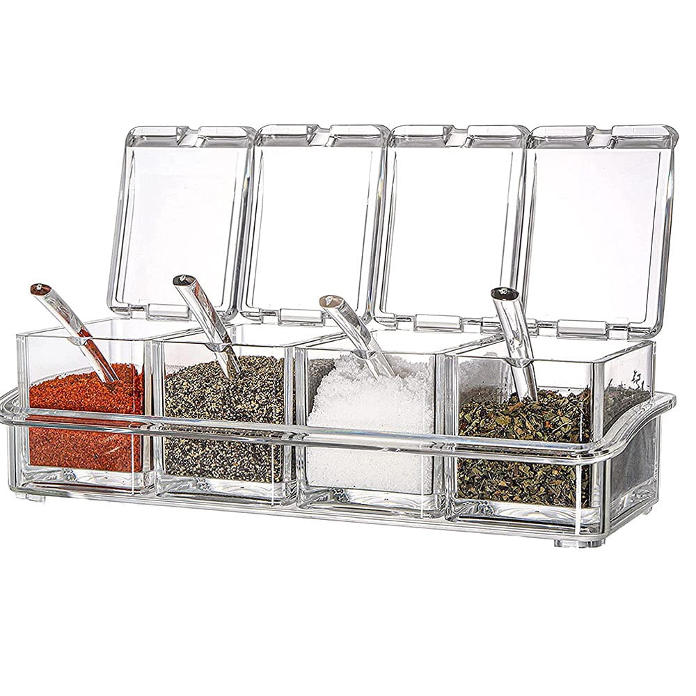 4 Piece Kitchen Spice Box, Transparent Spice Container, Acrylic Spice ...
