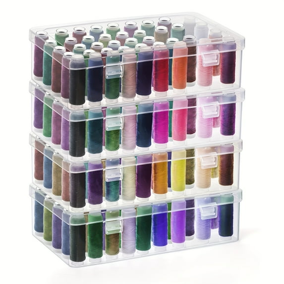 4-Piece Large Capacity Sewing Thread Storage Box with Lid- Heavy Duty ...