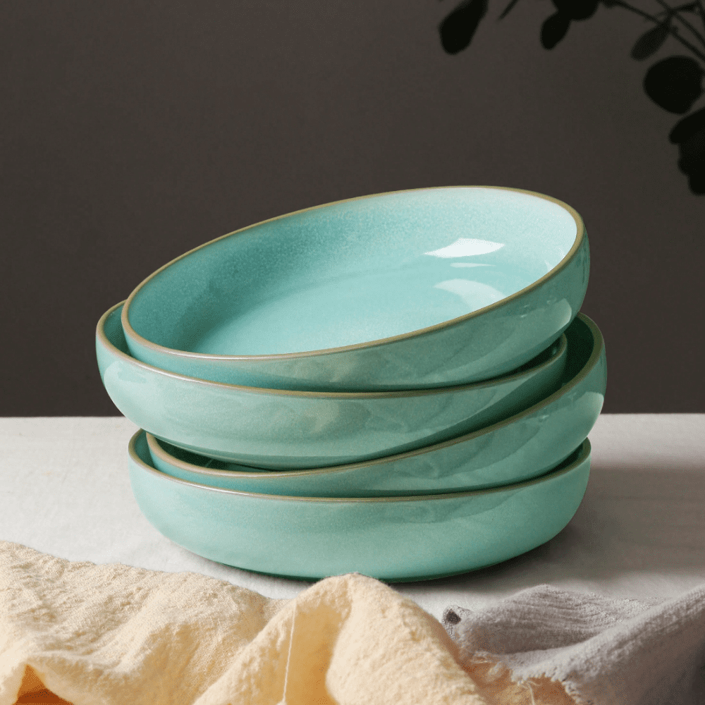 4-Piece Large Pasta Bowls Set, 8.5 Inch Stoneware Salad Bowl Set Of 4 ...