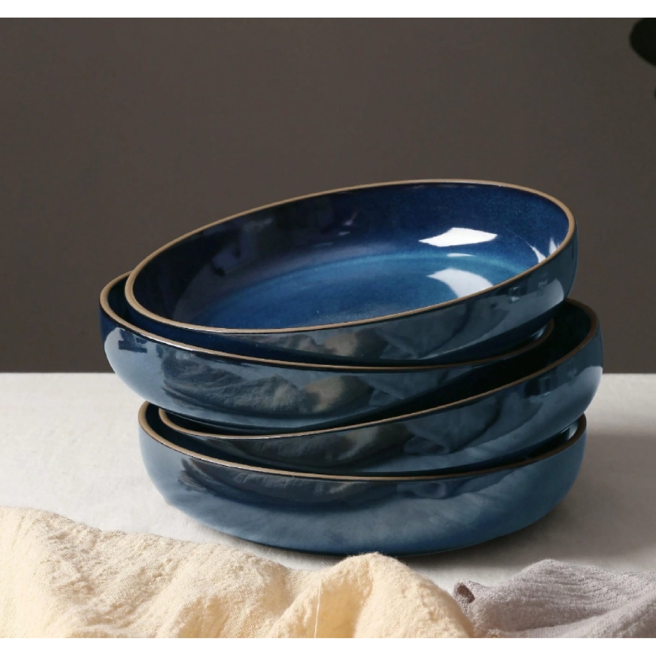 4-Piece Large Pasta Bowls Set, 8.5 Inch Stoneware Salad Bowl Set Of 4 ...