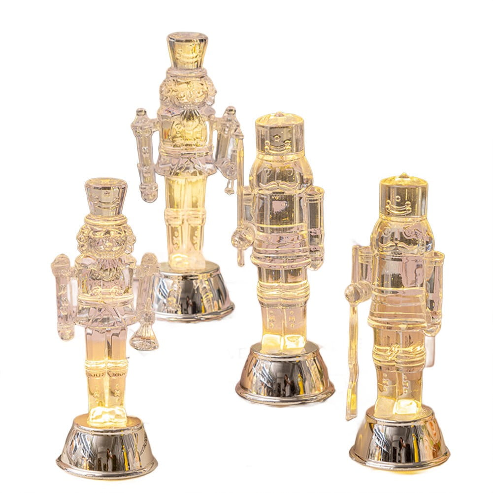 4 Piece Led Nutcracker Decoration Set Featuring Clear Pvc Figures ...