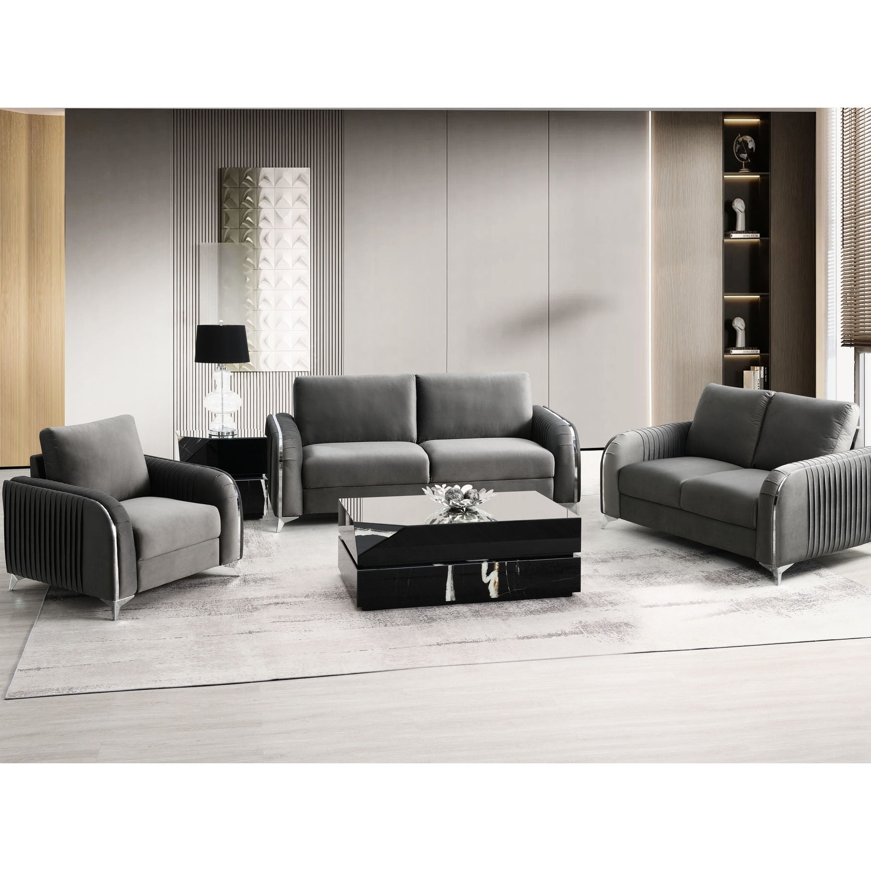 4 - Piece Living Room Set with Chrome Legs / In Modern Living ...