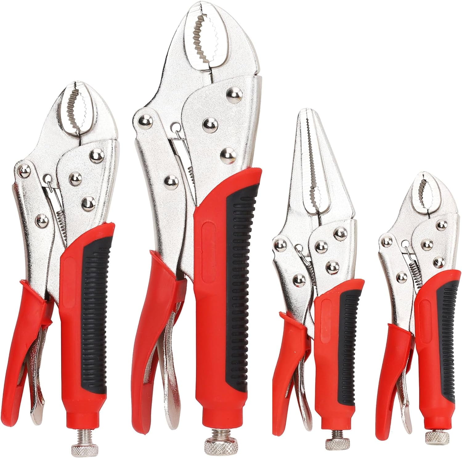 4-Piece Locking Pliers Set with Heavy Duty Grip, 5", 7" and 10" Curved ...