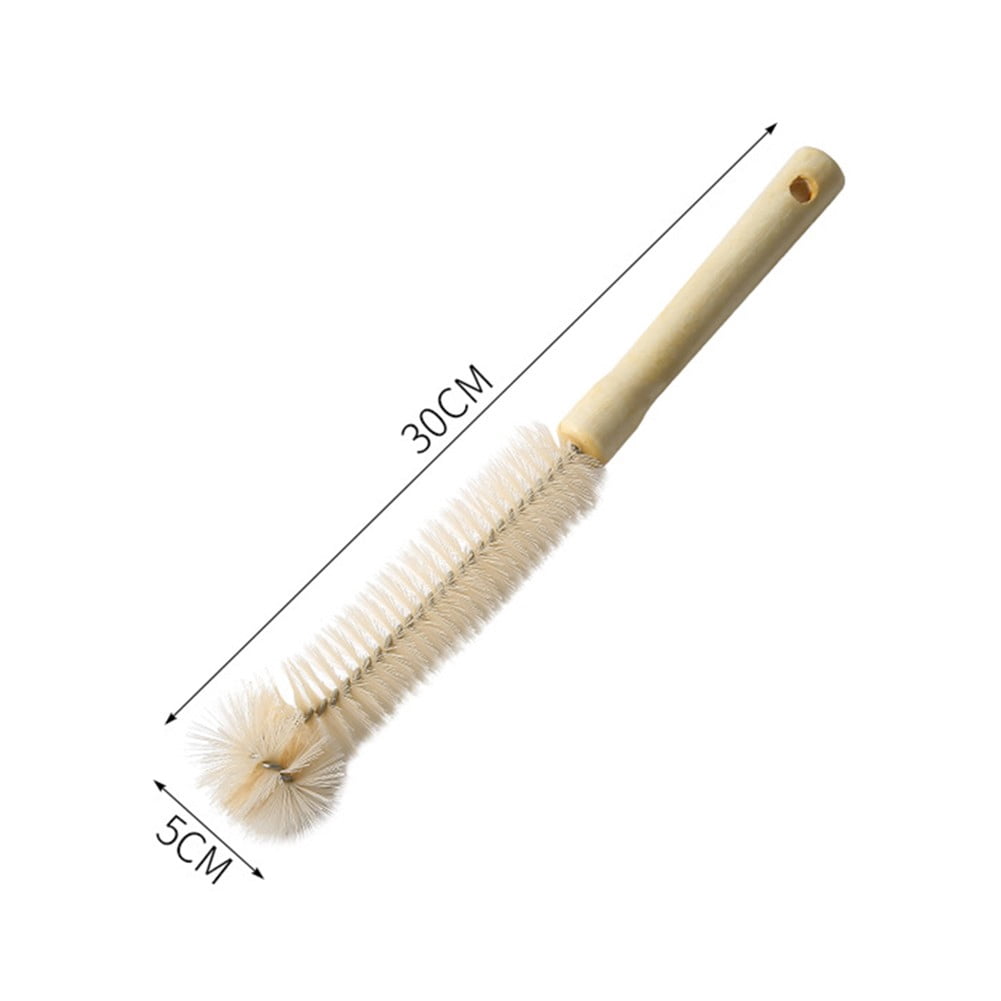 4-Piece Long Handle Bottle Cleaning Brush Set with Wooden Handle and ...