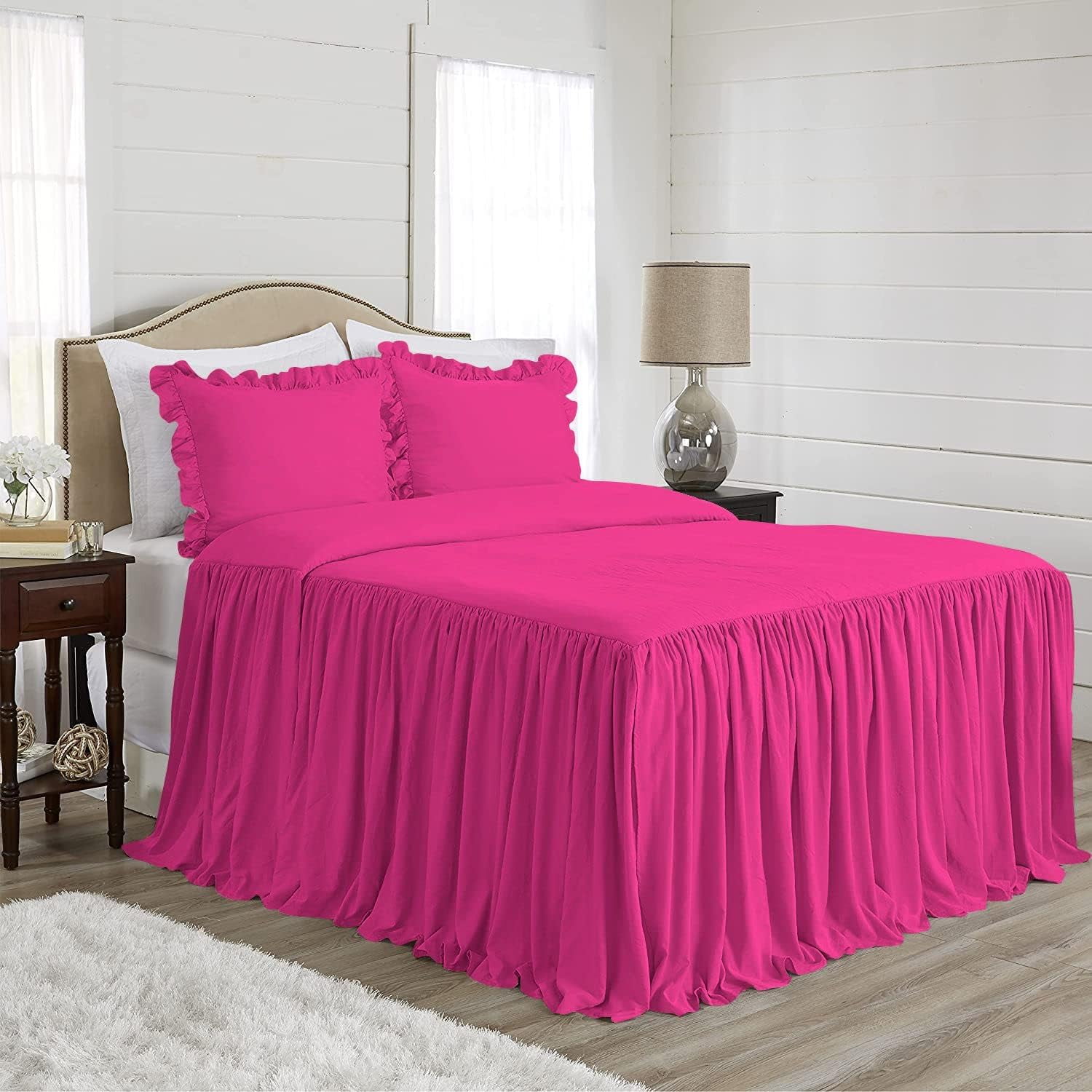 4 Piece Long Ruffle Sheet Set, 20" Inch Long Ruffle On Corner Of The ...