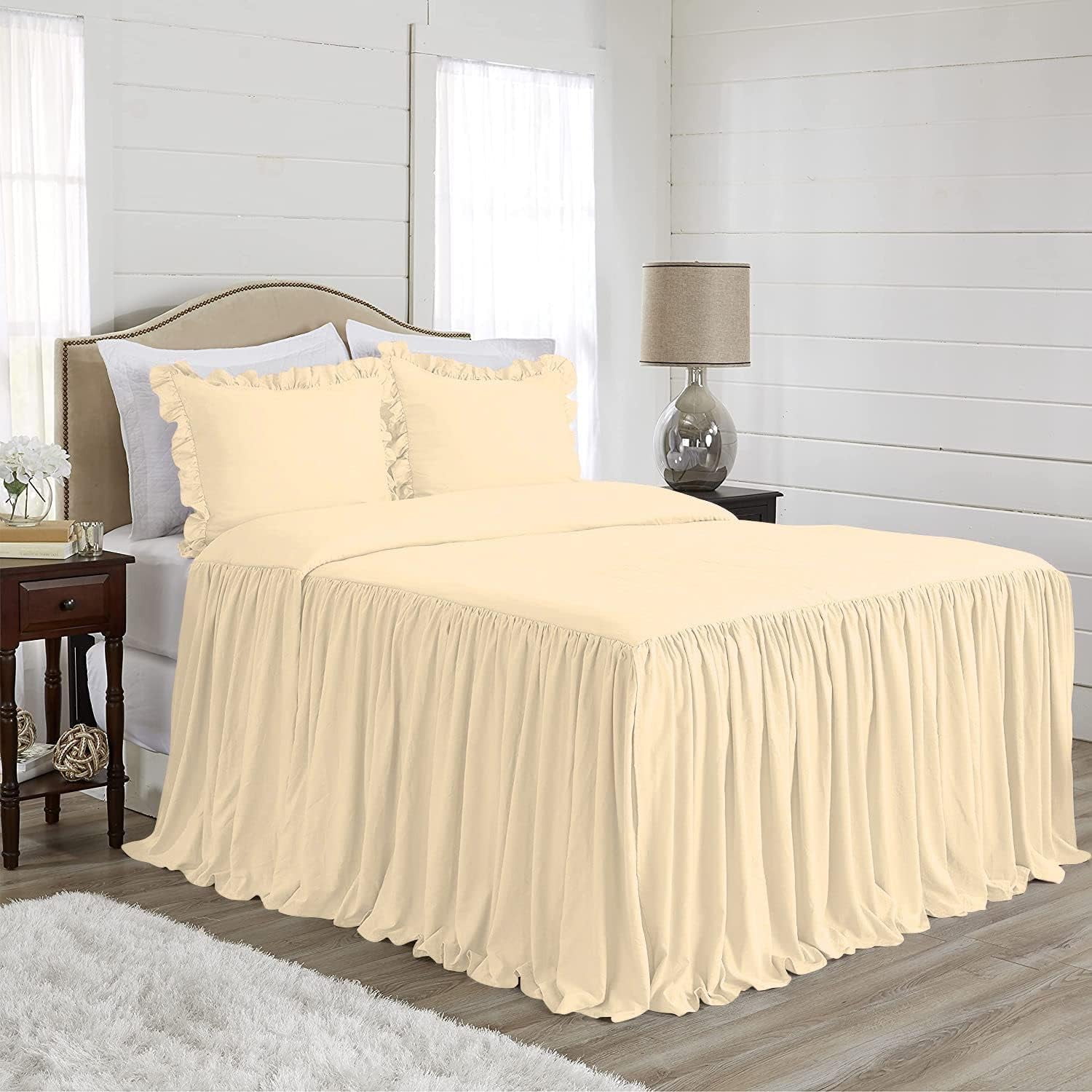 4 Piece Long Ruffle Sheet Set, 20" Inch Long Ruffle On Corner Of The ...