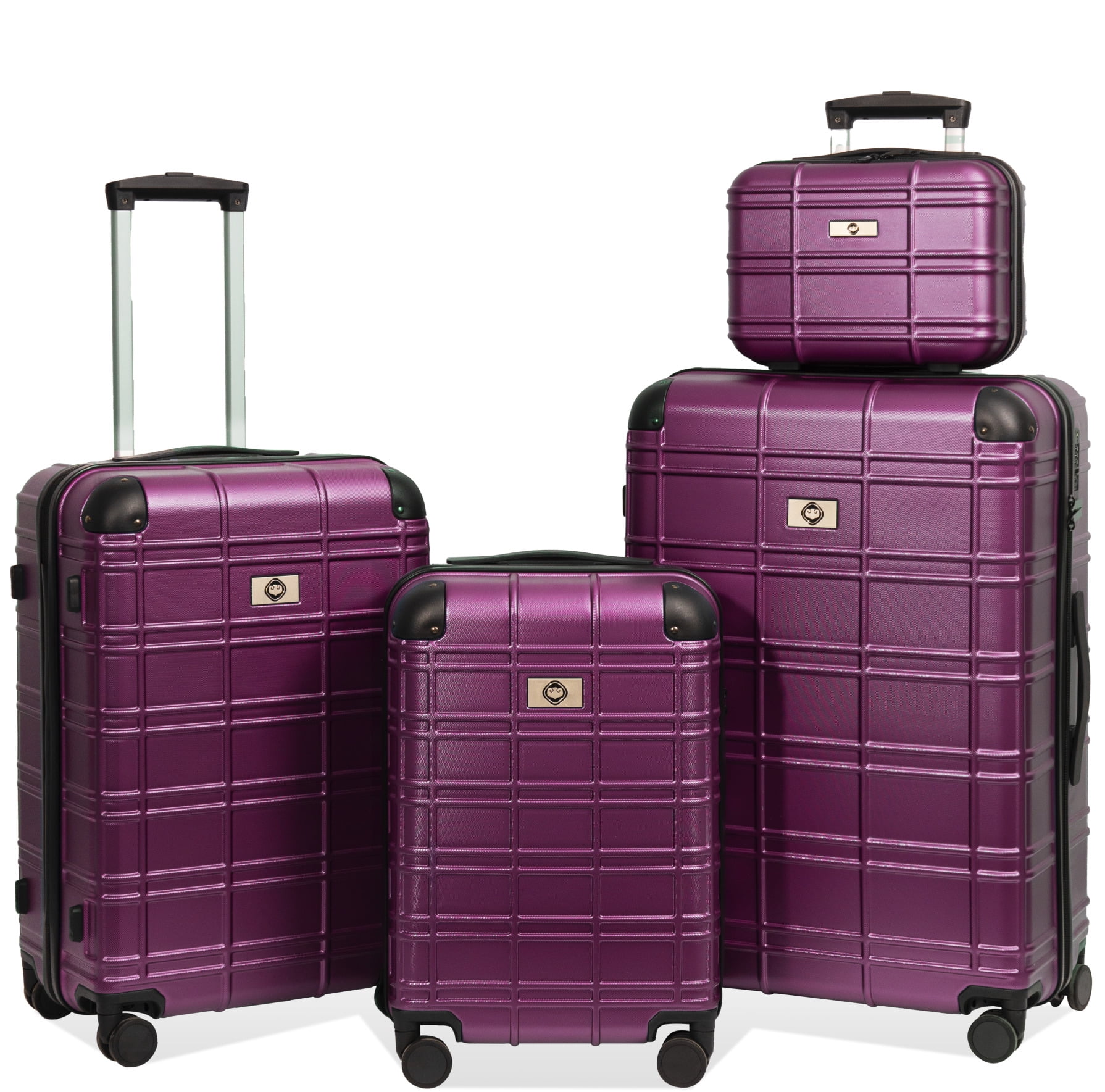 4 Piece Luggage Set, ABS+PC Hardshell Lightweight Suitcases with ...