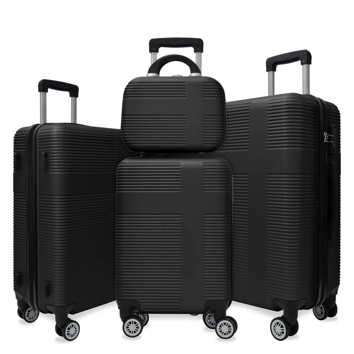 4 Piece Luggage Set , ABS Suitcase Set 12/20/24/28 inches, Hardshell Lightweight Luggage Sets ...