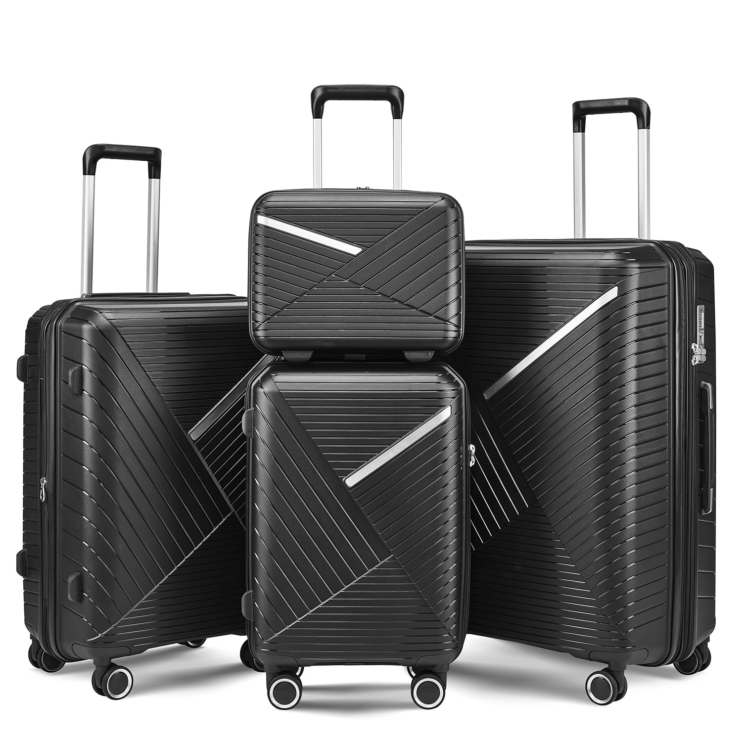 4 Piece Luggage Set, Expandable Lightweight Suitcase Set with 360 ...