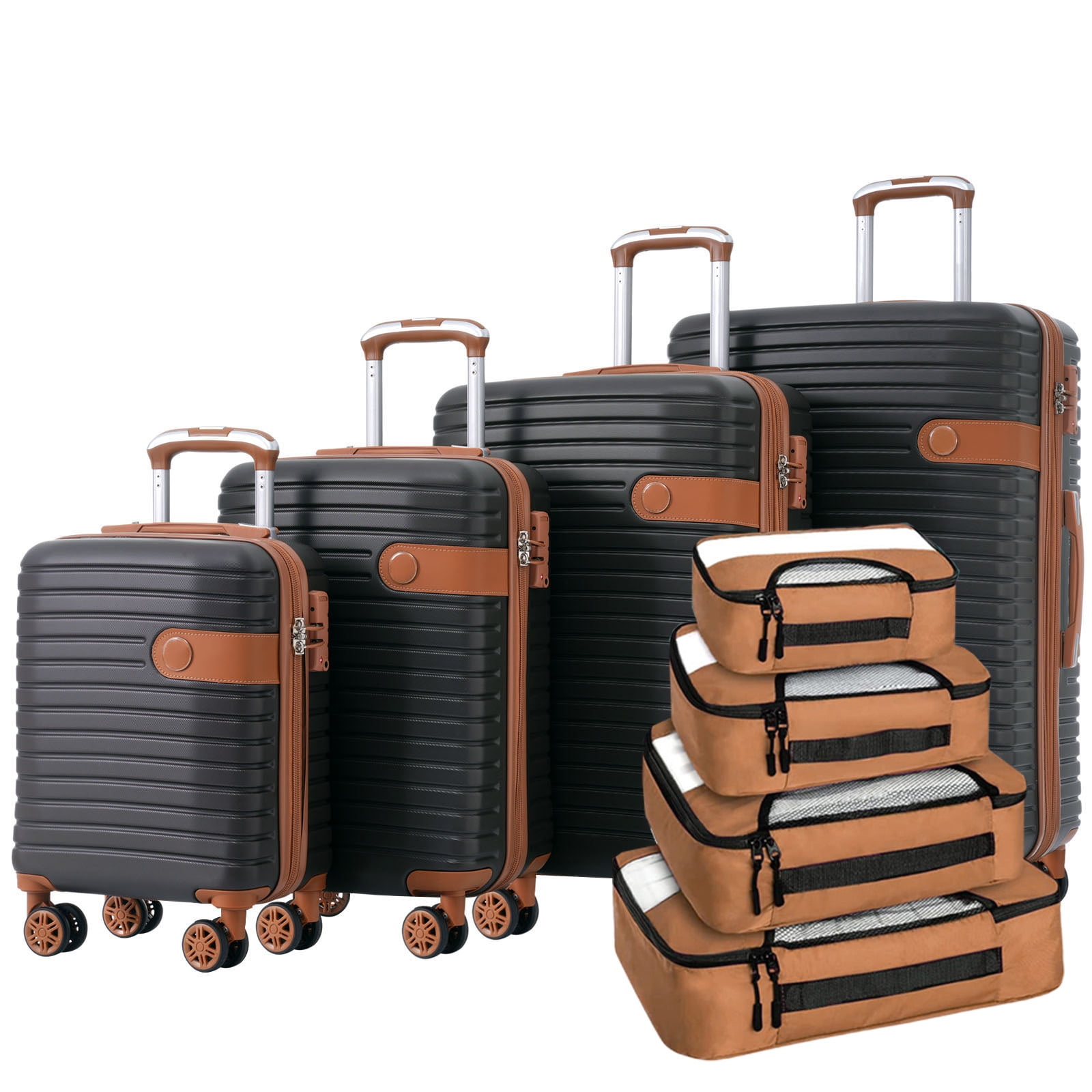 4 Piece Luggage Set, Hard Shell Suitcases with Spinner Wheels, TSA Lock ...