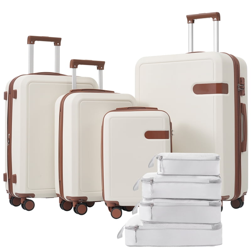 4 Piece Luggage Set with Compression Packing Cubes for Suitcase ...
