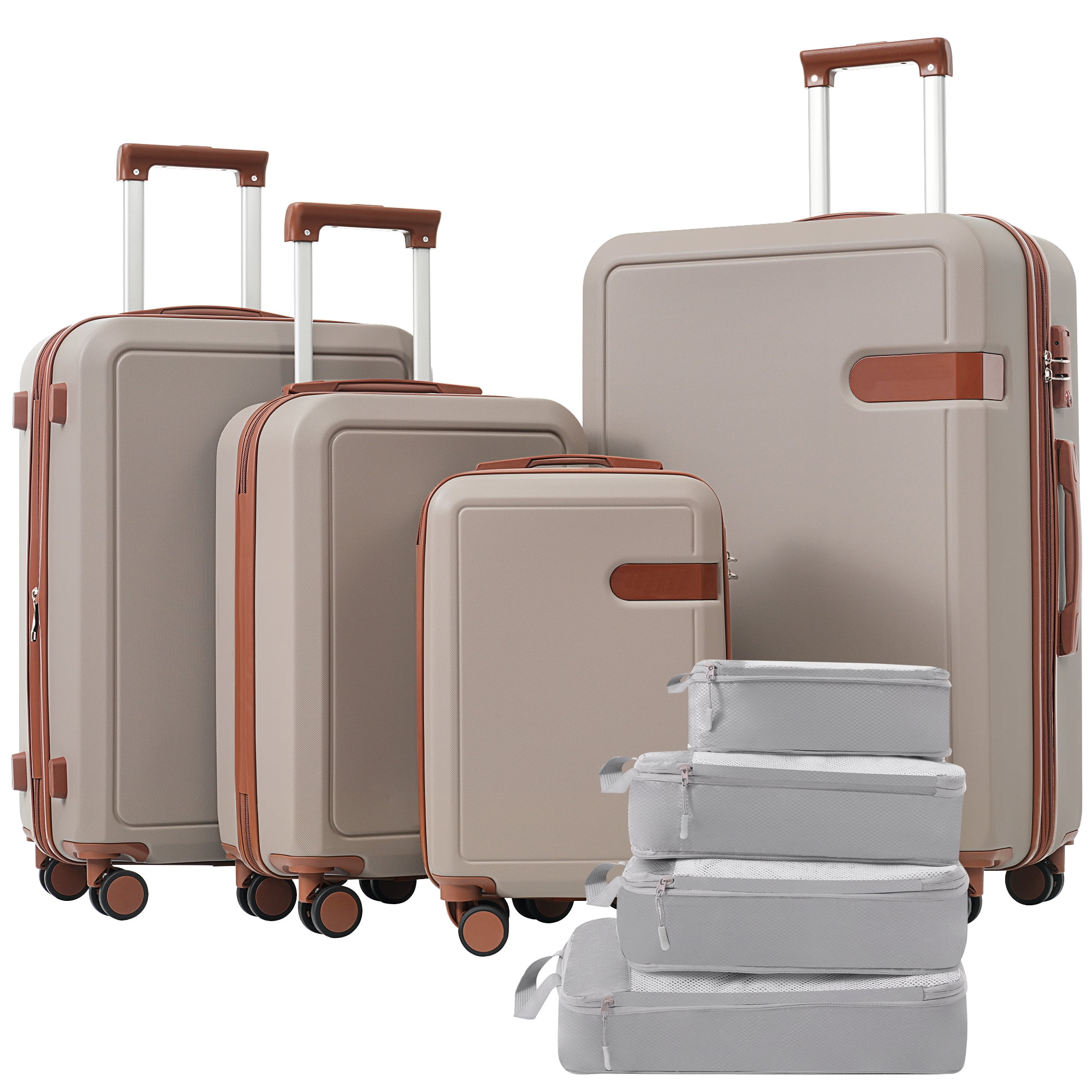 4 Piece Luggage Set with Packing Cubes for Suitcase Expanable Spinner ...