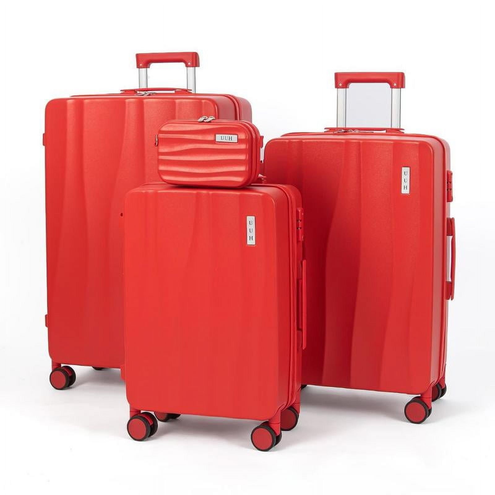 4 Piece Luggage Sets Durable PC + ABS Luggage Set with Spinner Wheels ...