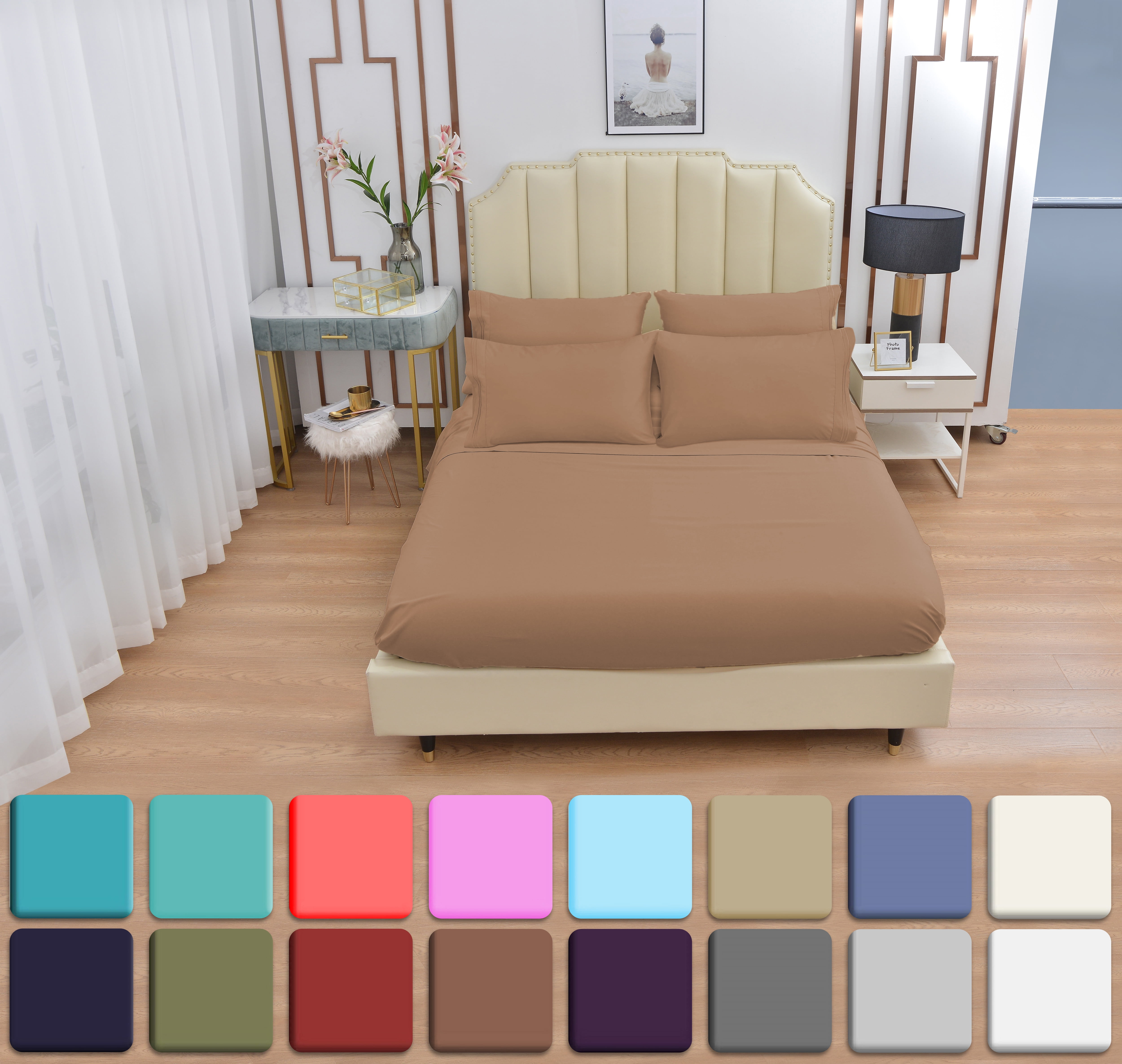 4 Piece Luxury Rayon Made From Bamboo Sheets Set- Twin XL Brown Sheets ...