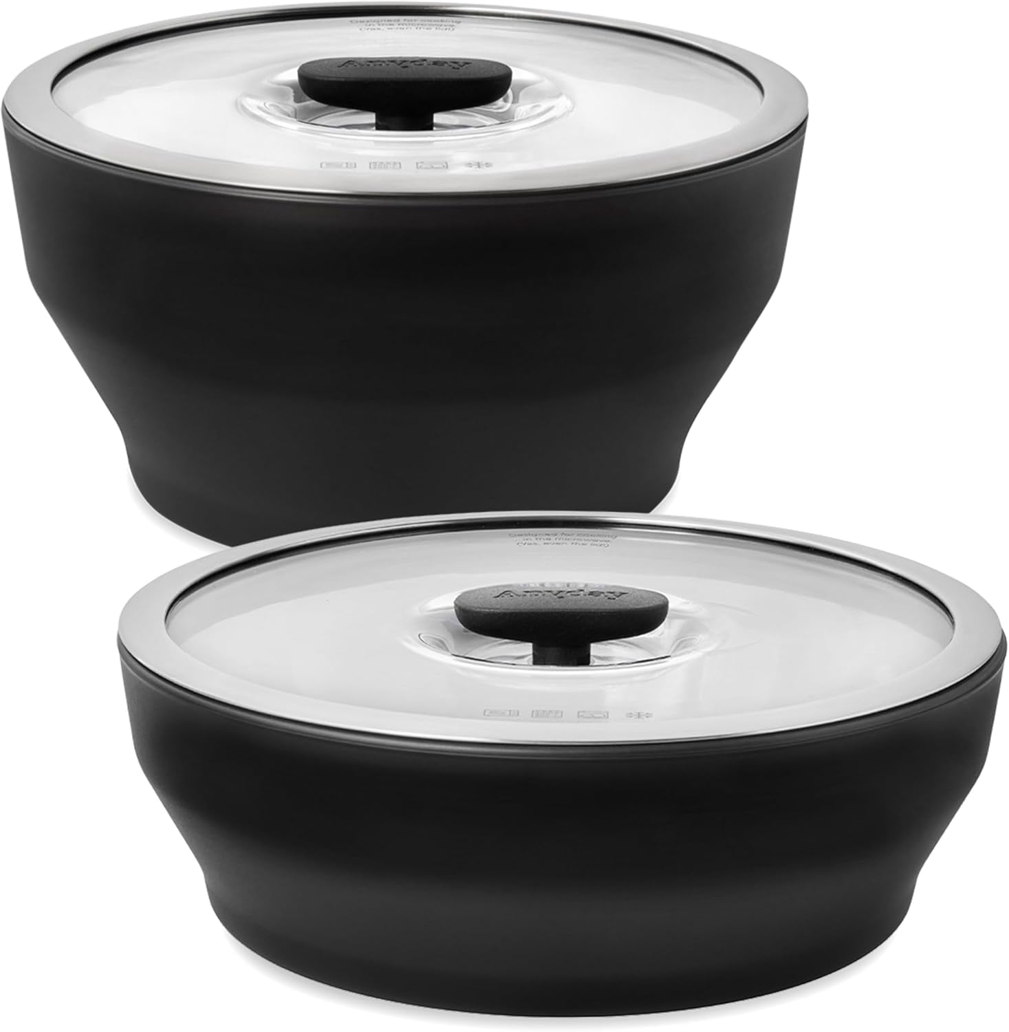 4-Piece Medium Glass Food Storage Containers with Vented Glass Lids ...